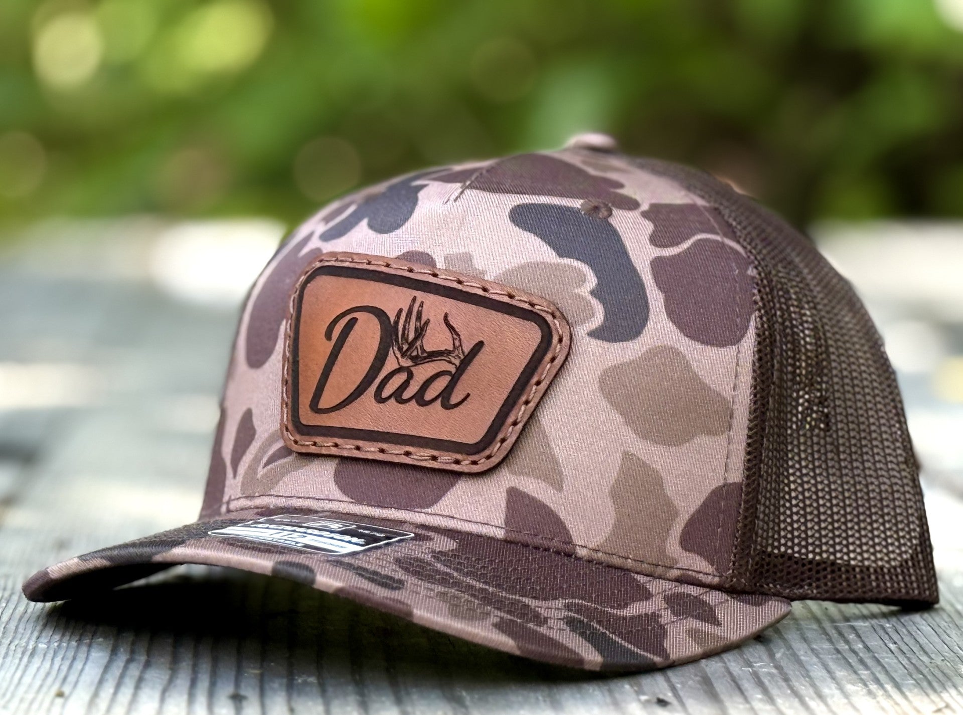 Dad Deer Shed Leather Patch Hat Richardson 112 – Bluegrass Branded Hat Co.