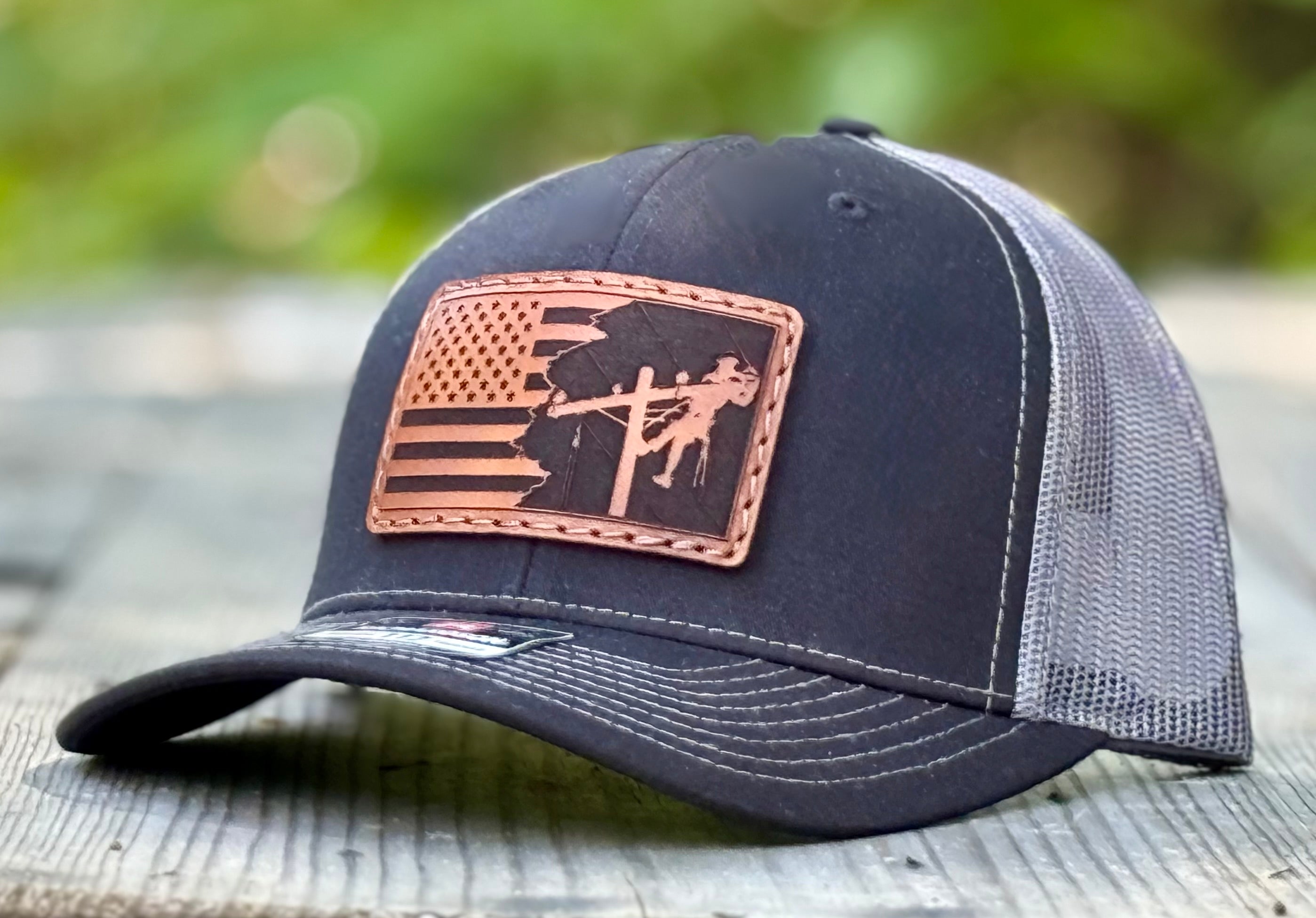 American Lineman Logo Leather Patch Hat Richardson 112 – Bluegrass ...